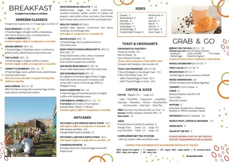Horizen Cafe Breakfast Menu - Ramada Suites by Wyndham Zen Quarter